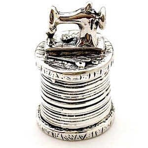 Solid 925 Sterling Silver Thimble Sewing Machine Design, Collectable ...