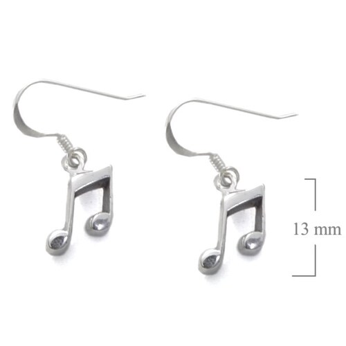 Music Note Dangle Earrings Made in 925 Sterling Silver - Etsy