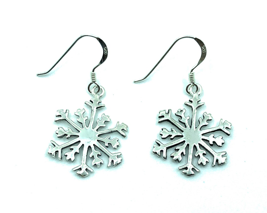 925 Sterling Silver Winter Snowflake Drop Dangle Earrings - Etsy