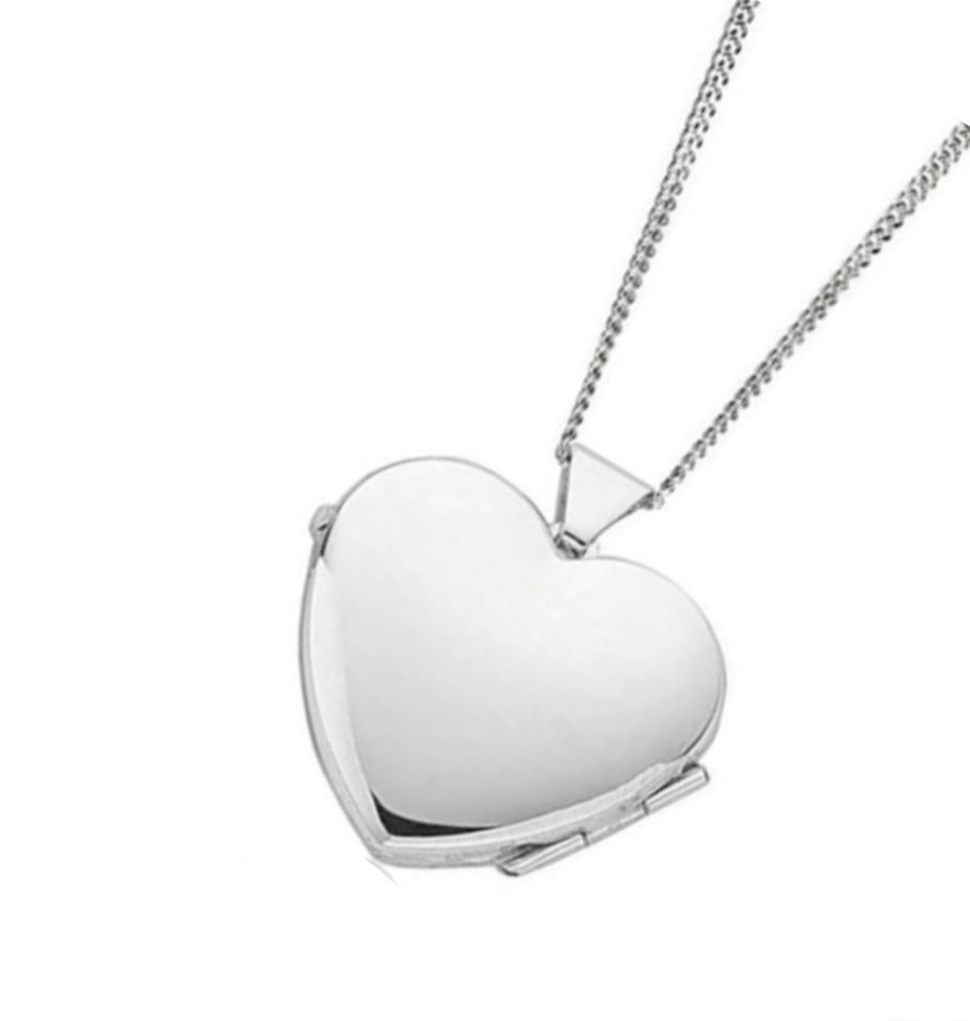 HEART Photo Locket Pendant 20 Mm Diameter 925 Sterling Silver on 16 ...