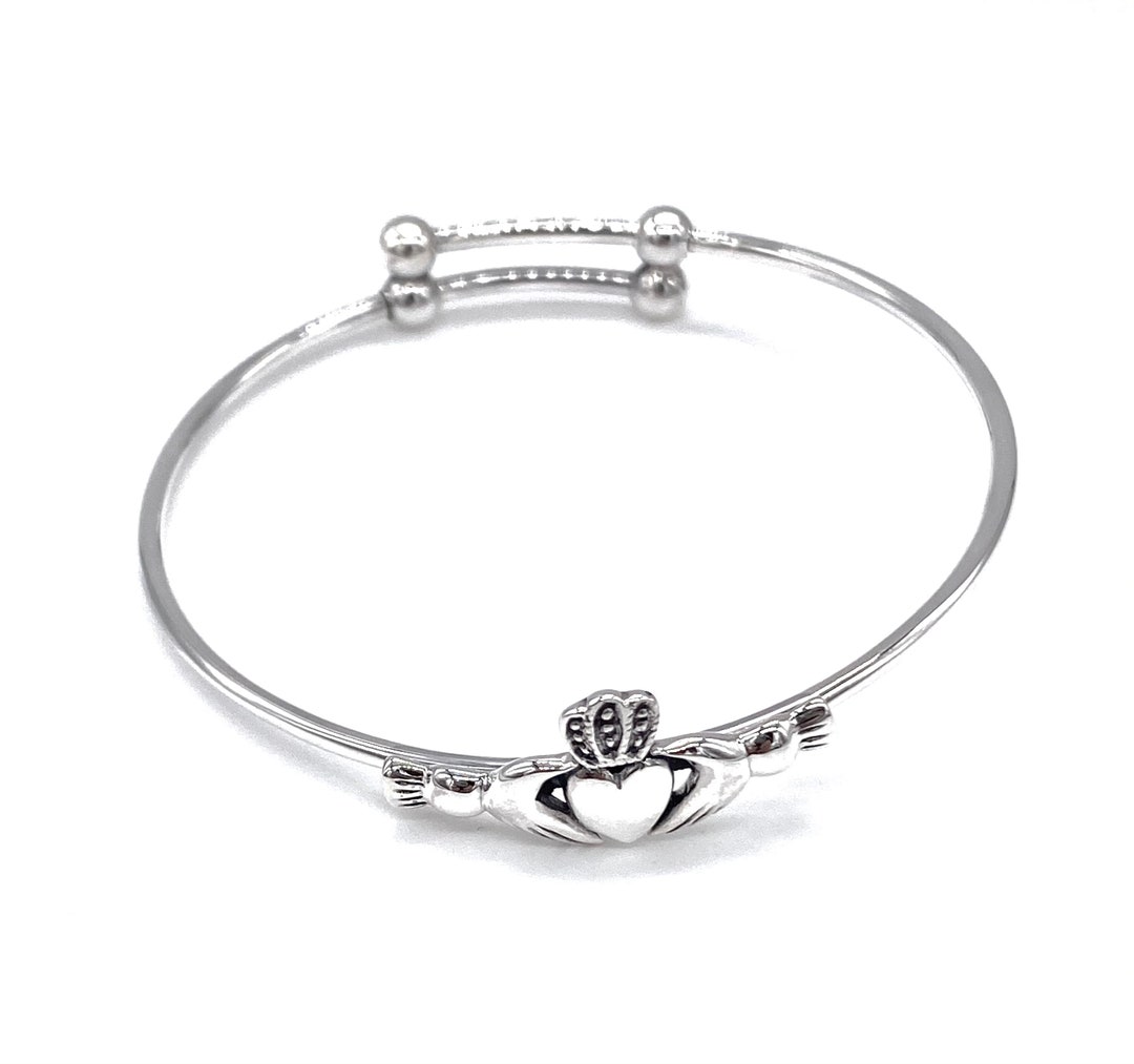 Baby's Child's Claddagh Expander Christening Bangle Bracelet 925 ...