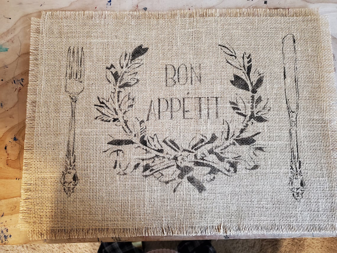 Country French 13"x18" Bon Appetit Burlap Placemat - Etsy