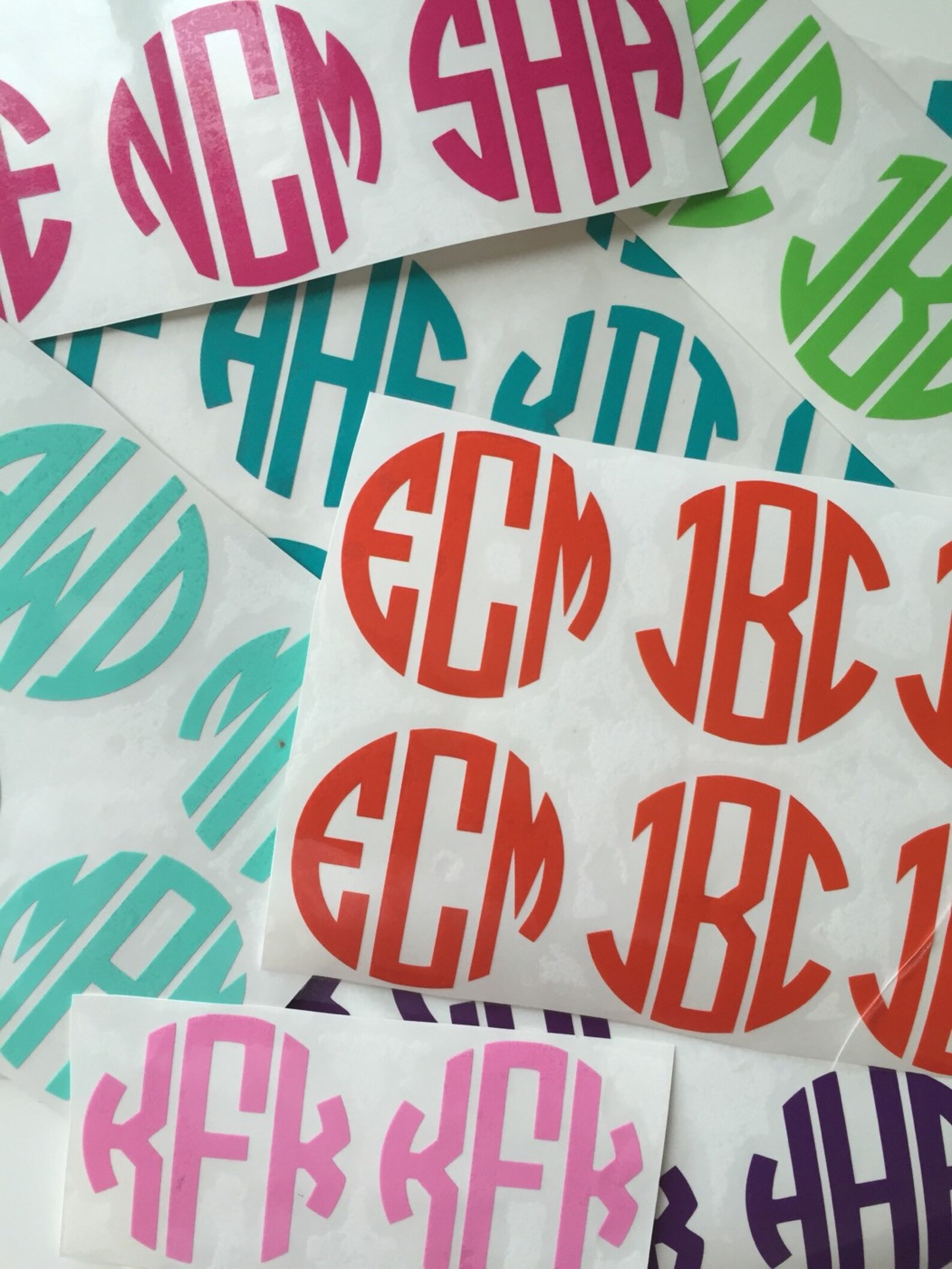 Circle Monogram Decal Sticker | Etsy