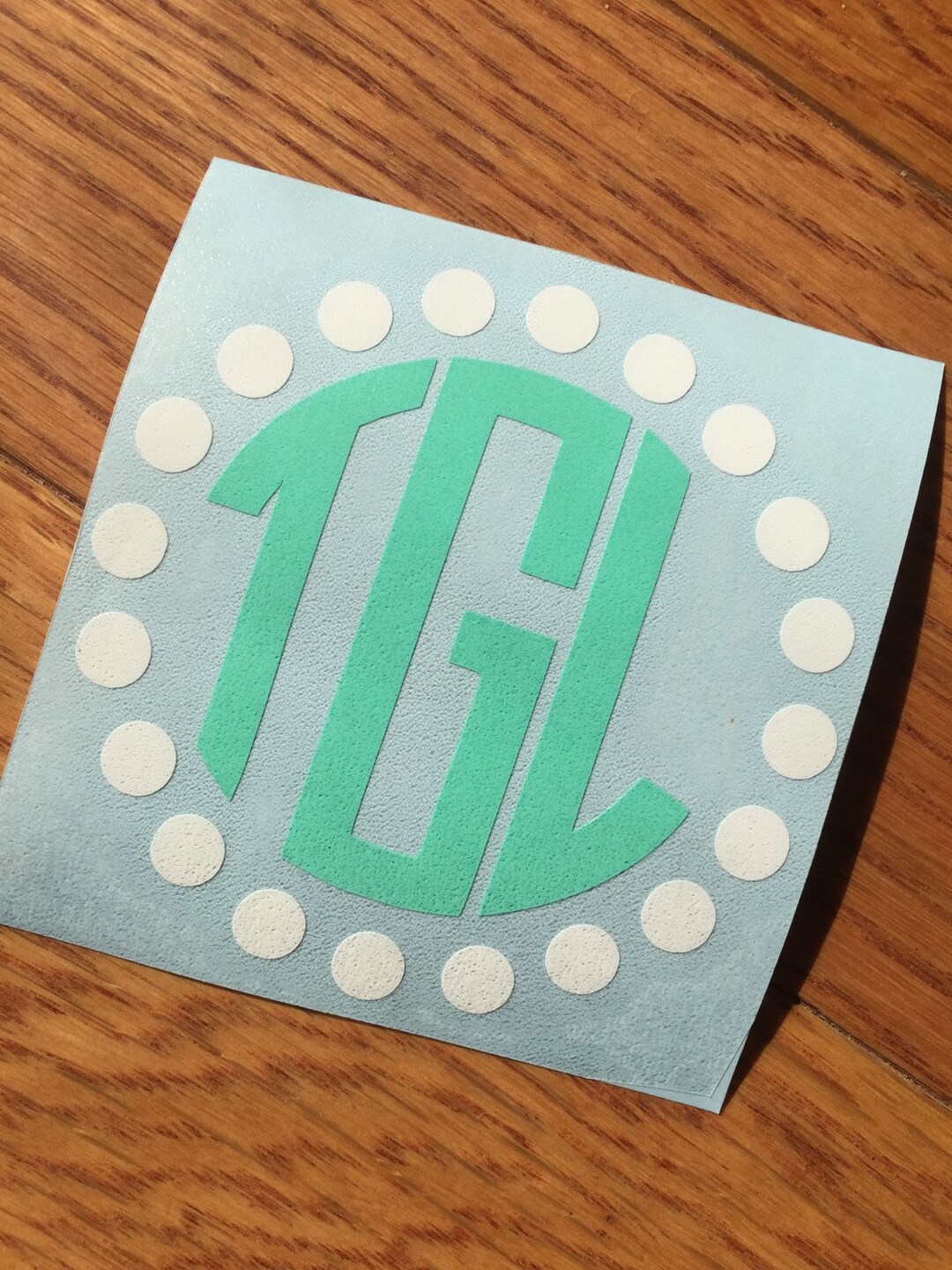 Circle Monogram Decal Sticker With Dots TWO Colors - Etsy