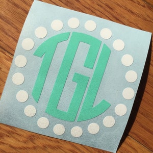 Circle Monogram Decal Sticker With Dots TWO Colors - Etsy