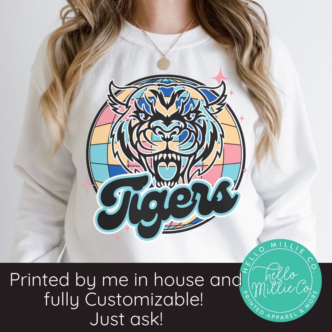 Tigers Sweatshirt Tigers Mascot Tigers Modern Sweatshirt - Etsy