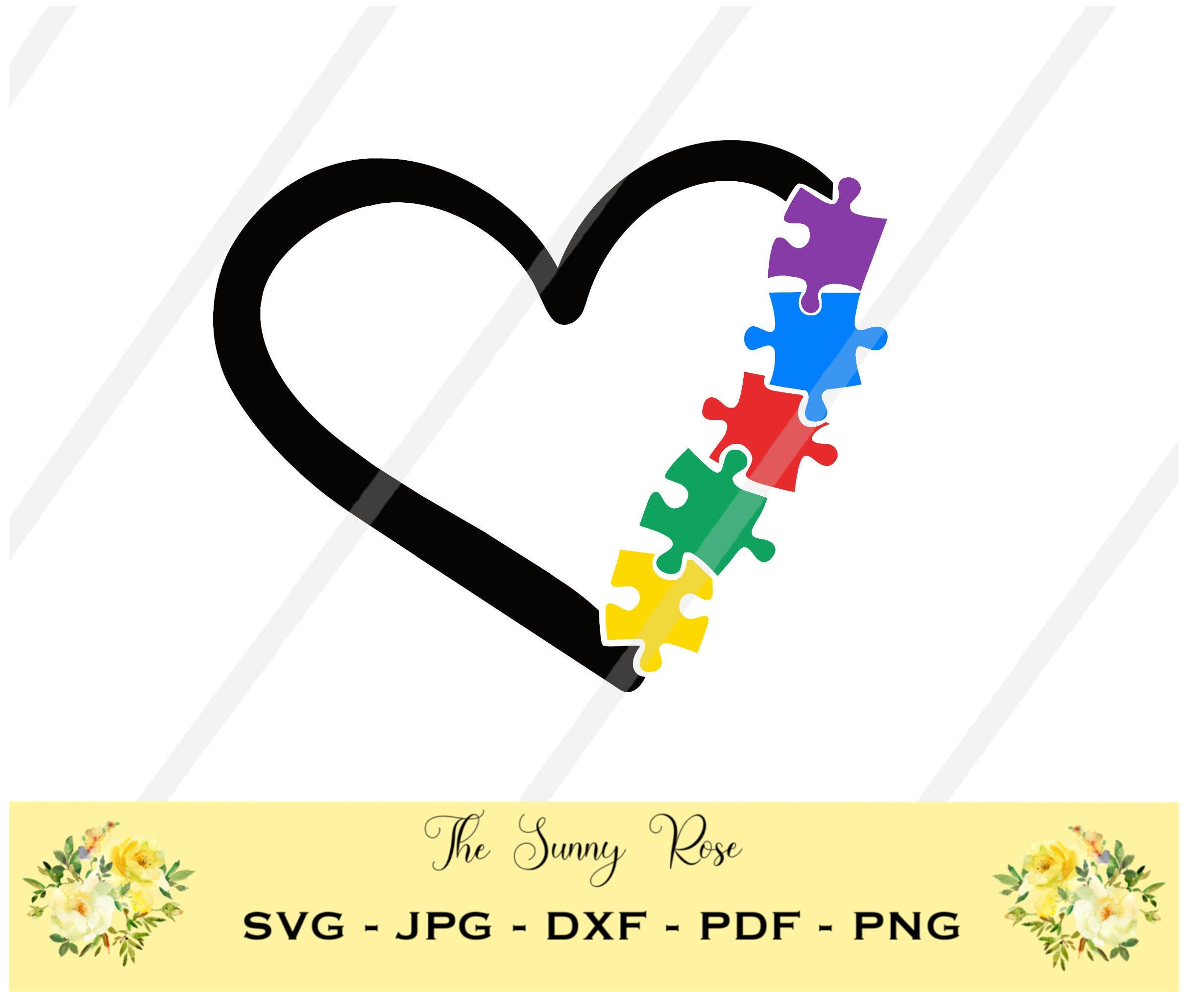 Autism Awareness Heart Puzzle Pieces Digital Download Cut File for ...