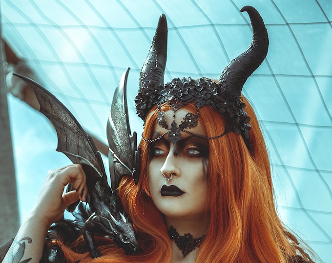 Dark Faun Headdress Gothic Horns Queen of Darkness Goth Occult ...