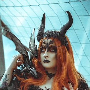 Dark Faun Headdress ~ Gothic Horns ~ Queen of Darkness ~ Goth ~ Occult ...