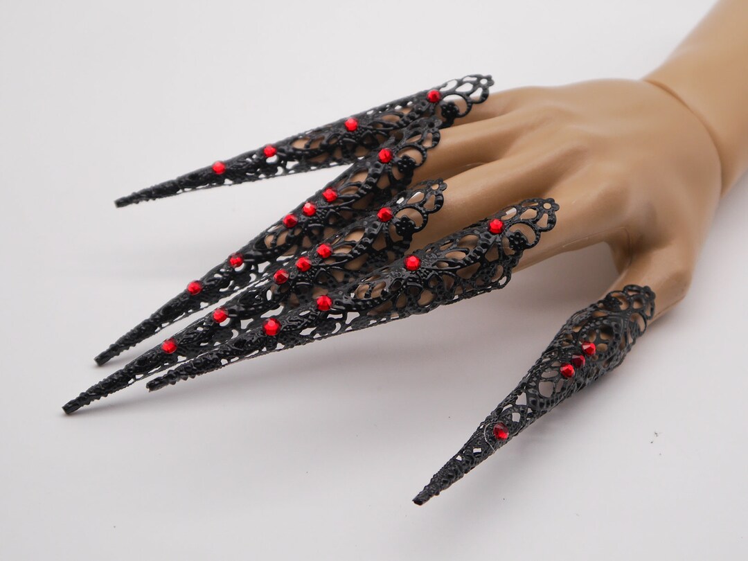 XXL Gothic Claws 5pc Filigree Nails Nail Claws Rings Demon Nails Tips ...