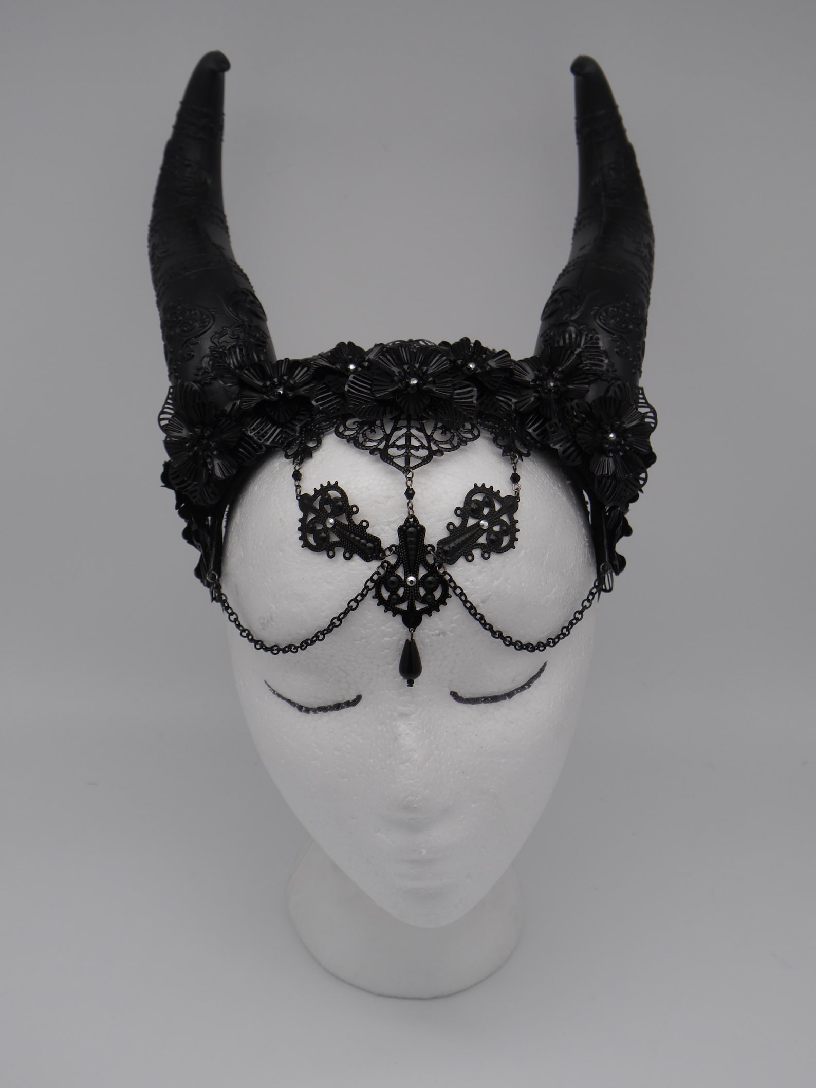 Dark Faun Headdress Gothic Horns Queen of Darkness Goth - Etsy