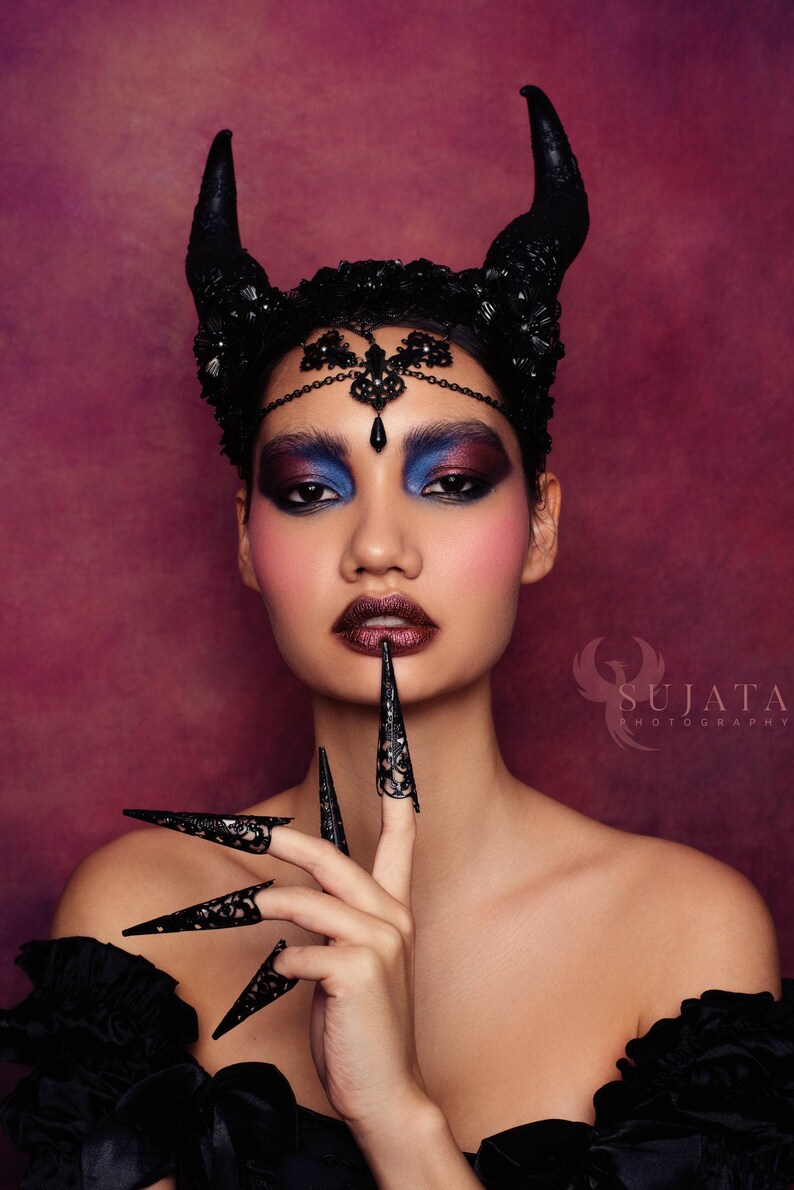 Dark Faun Headdress gothic horns Queen of Darkness goth | Etsy