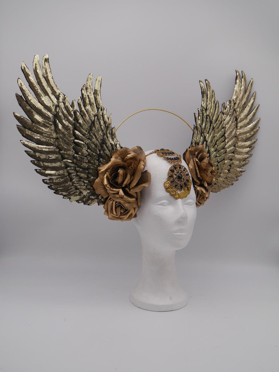 Golden XXL Wings Headdress ~ Wing ~ Fantasy ~ Headpiece ~ Wallcure - Etsy
