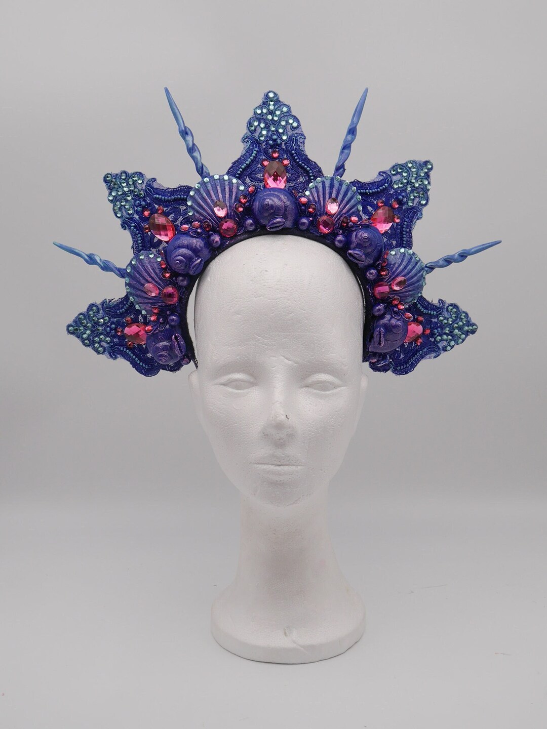 Blue Pink Mermaid Crown Mermaid Crown Queen Headdress Siren Shell Shell ...