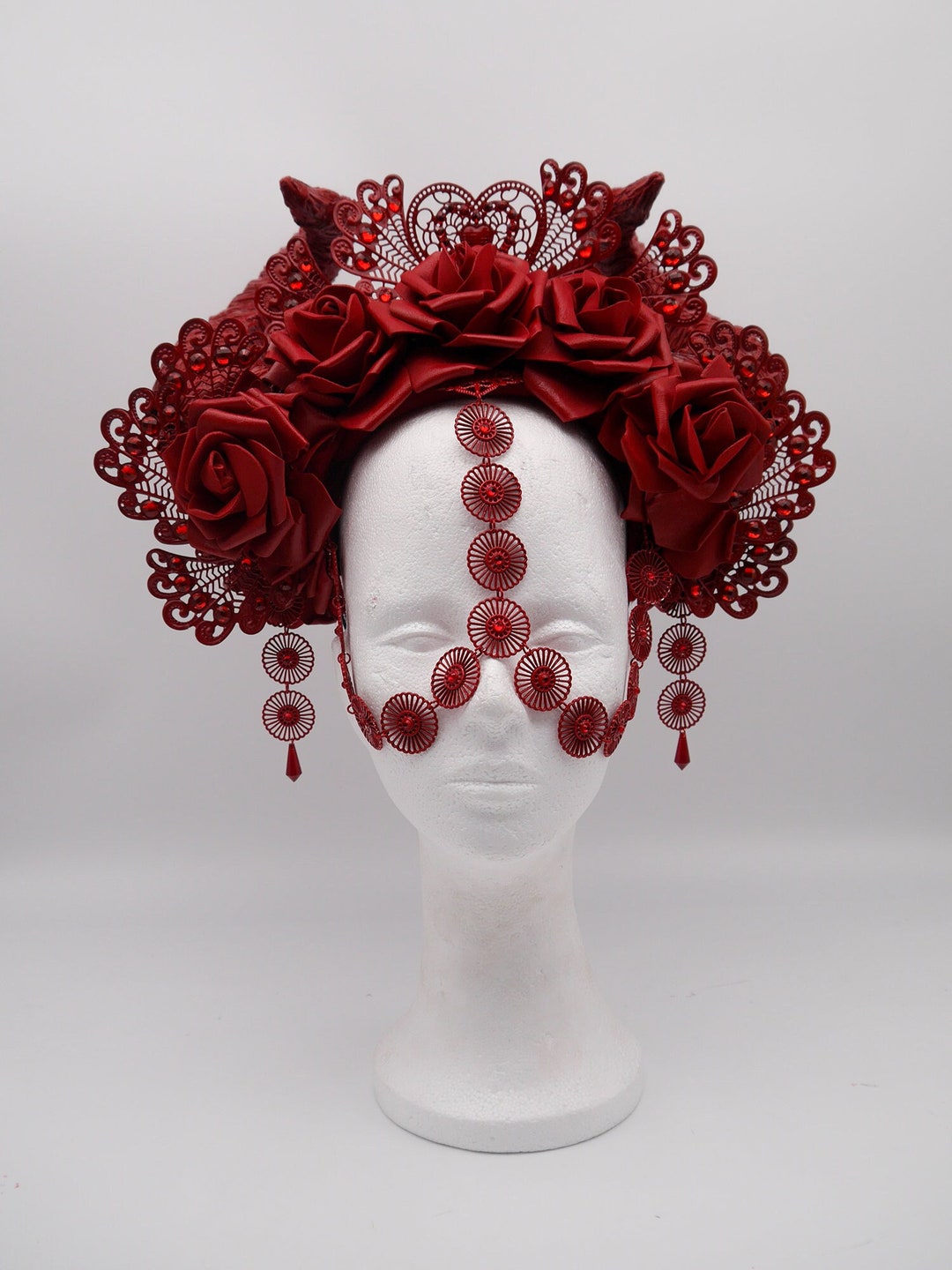 Valentines Special Pan Horns Headpiece ~ Royal Rose Headdress - Etsy