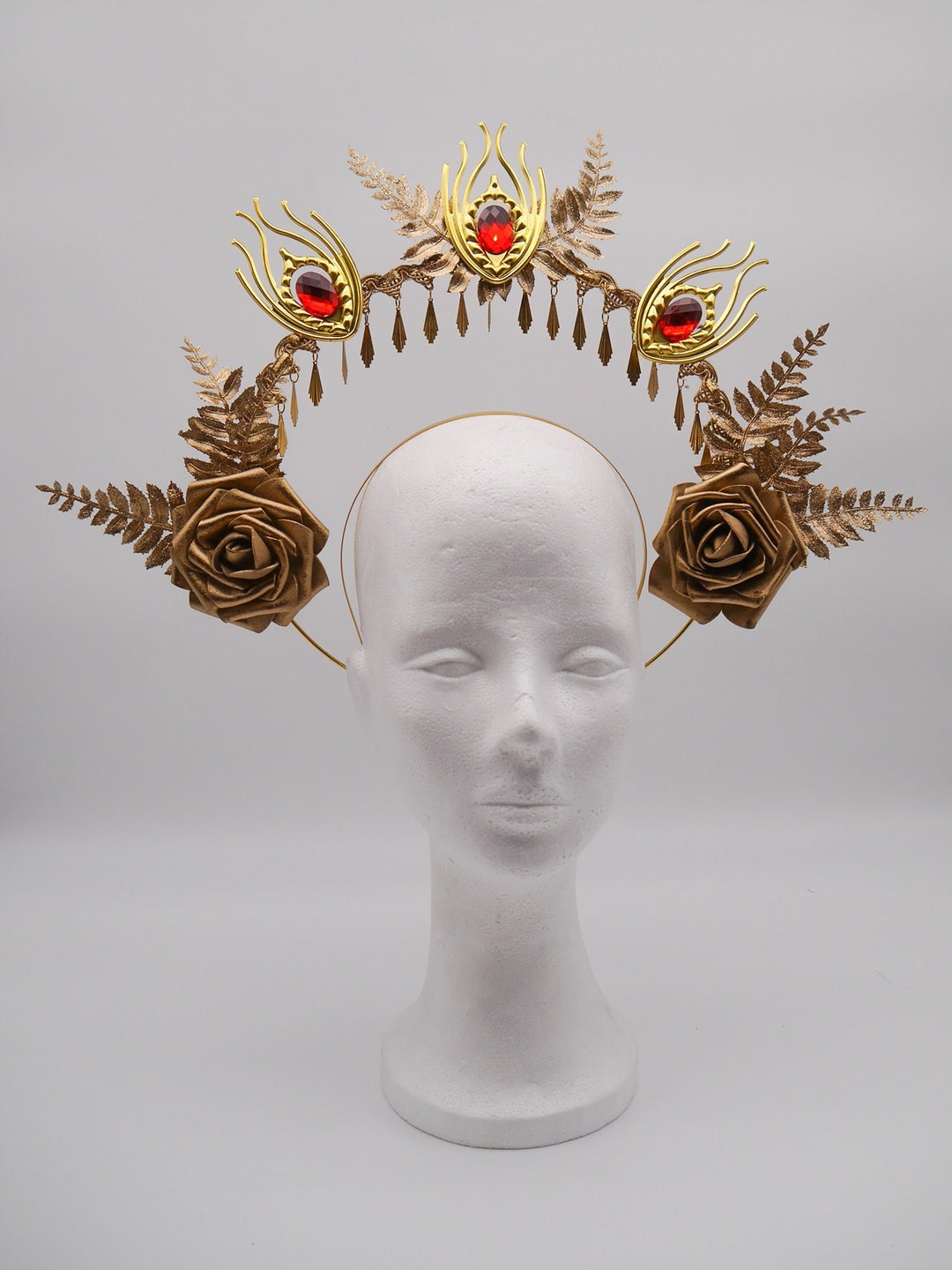 Gold Madonna Double Halo With Red Stones Royal Metal Religiös Gloriole ...