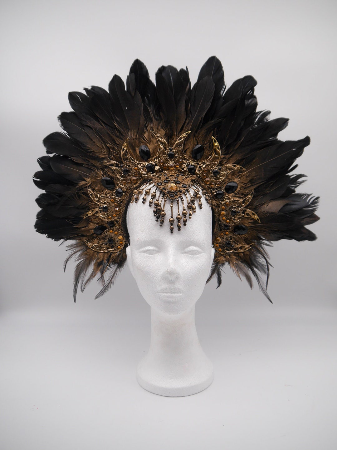 Dark Moonshine Halo ~ Gothic Headdress ~ Feathers ~ Royal ~ Metal ...