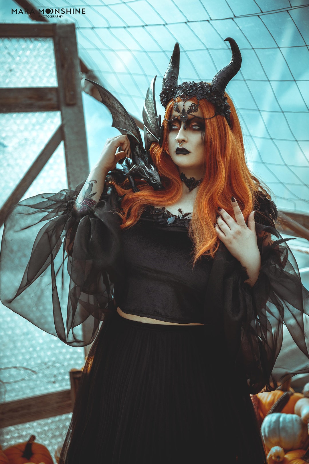 Dark Faun Headdress ~ Gothic Horns ~ Queen of Darkness ~ Goth ~ Occult ...