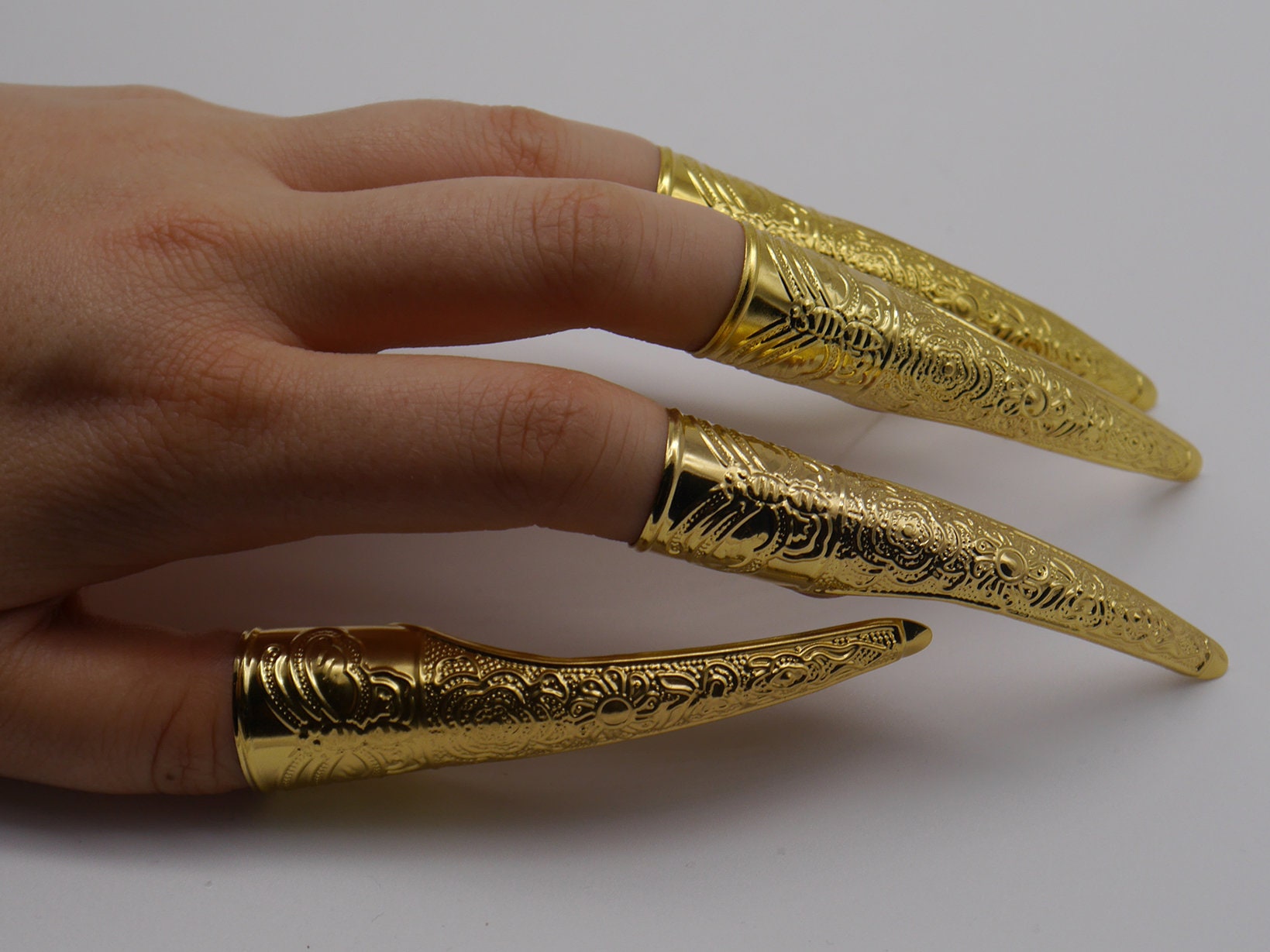 5pc Gold Dragon Claws Gothic Nails Tips Nail Art - Etsy