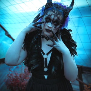 Dark Faun Headdress ~ Gothic Horns ~ Queen of Darkness ~ Goth ~ Occult ...