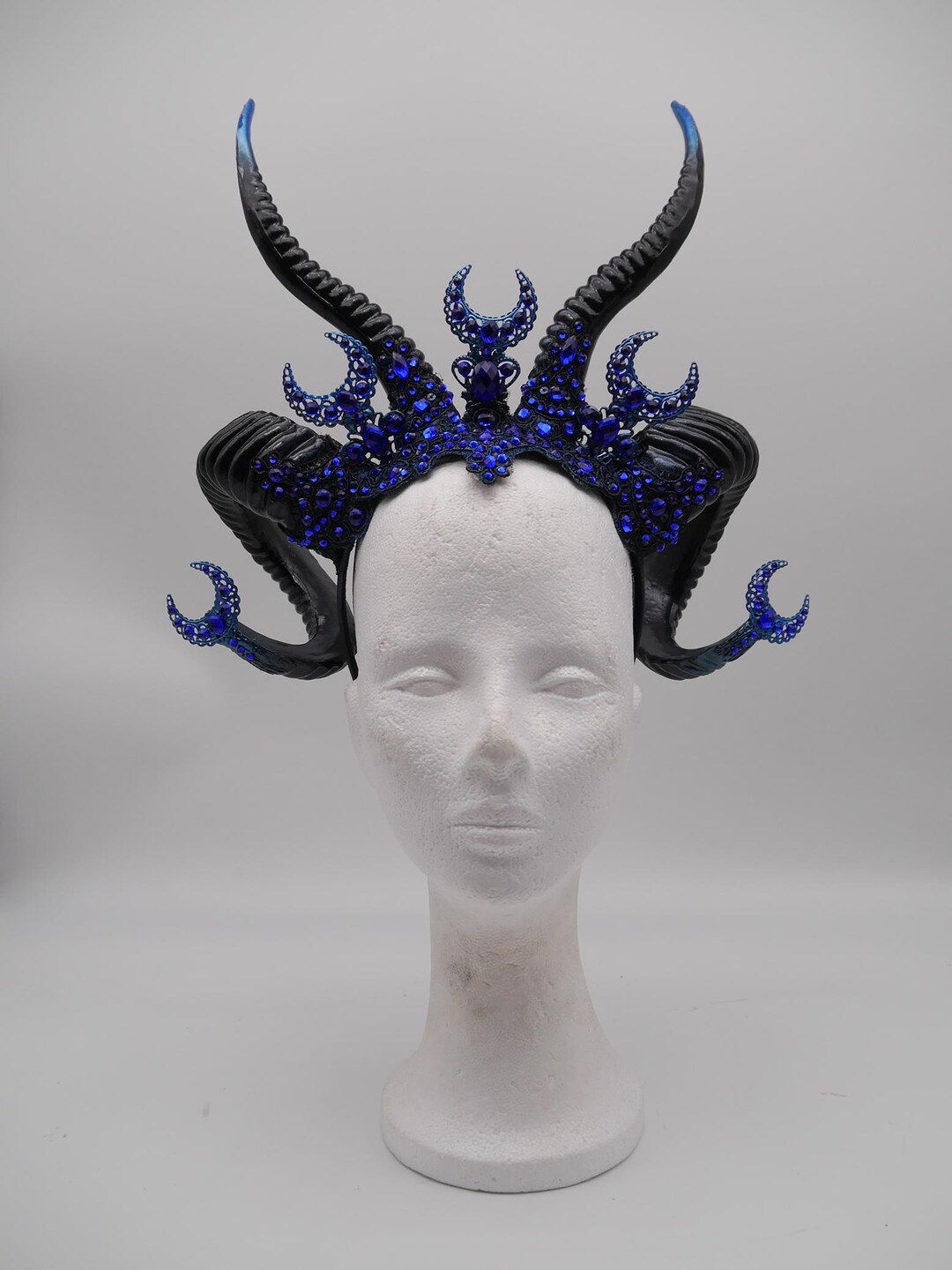 Nyx Double Horns ~ Gothic Horns ~ Fantasy ~ Headdress ~ Moon ~ Witch ...