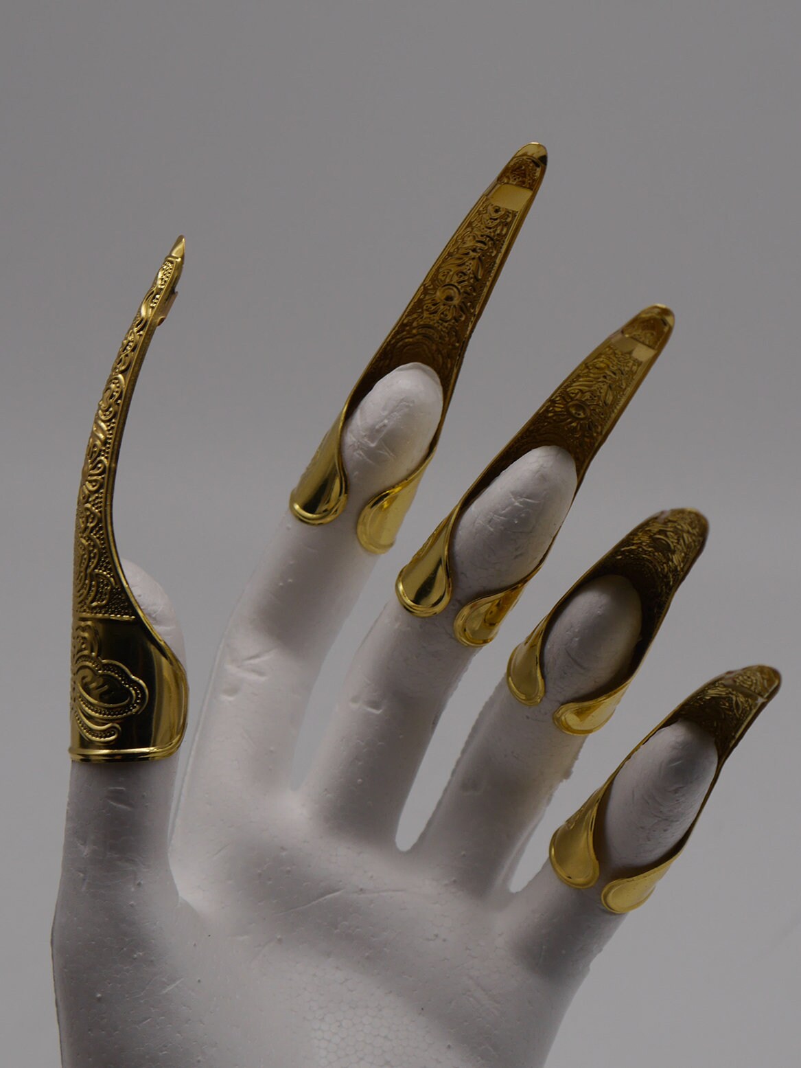 5pc Gold Dragon Claws Gothic Nails Tips Nail Art - Etsy