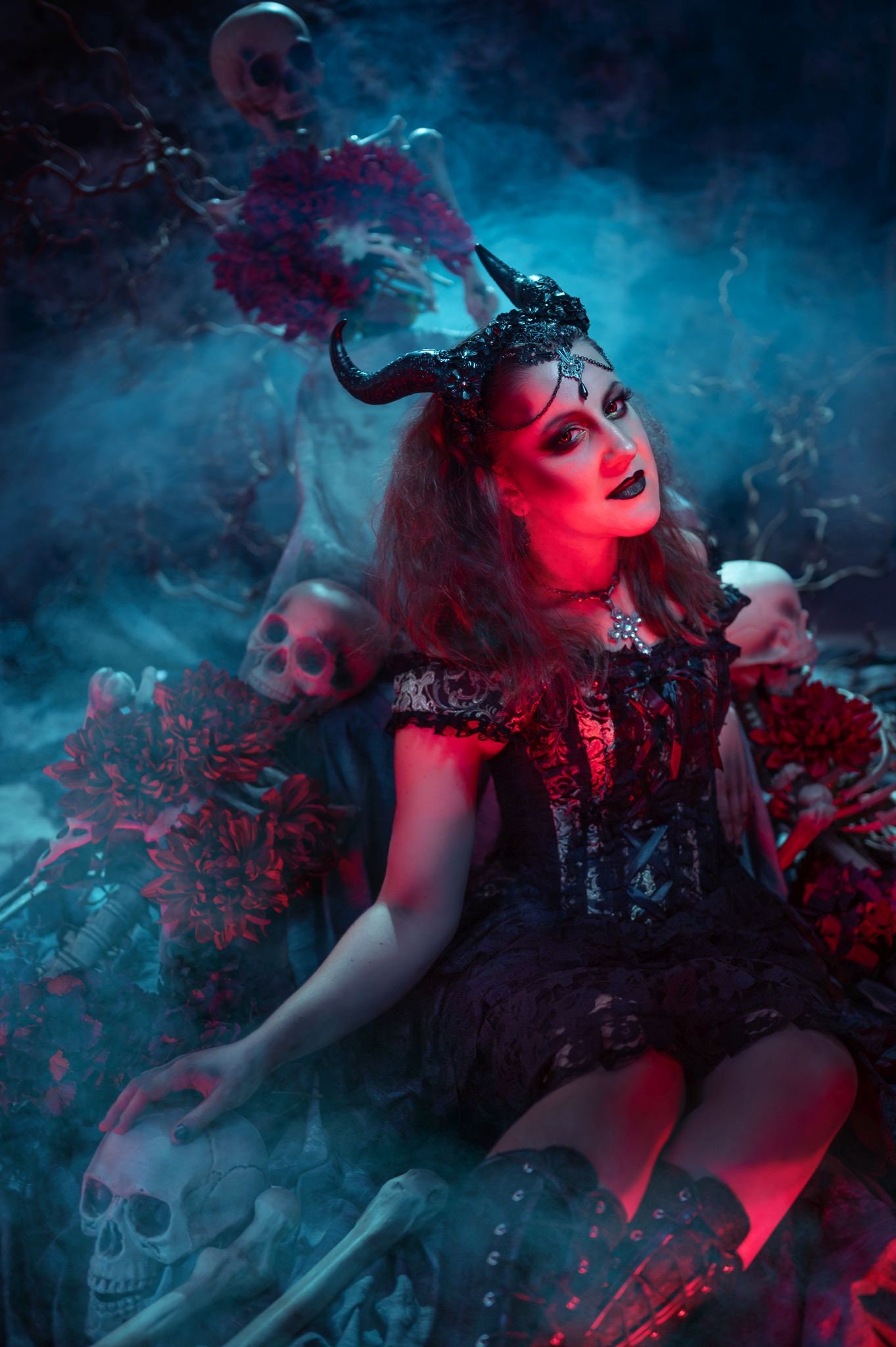 Dark Faun Headdress Gothic Horns Queen of Darkness Goth - Etsy