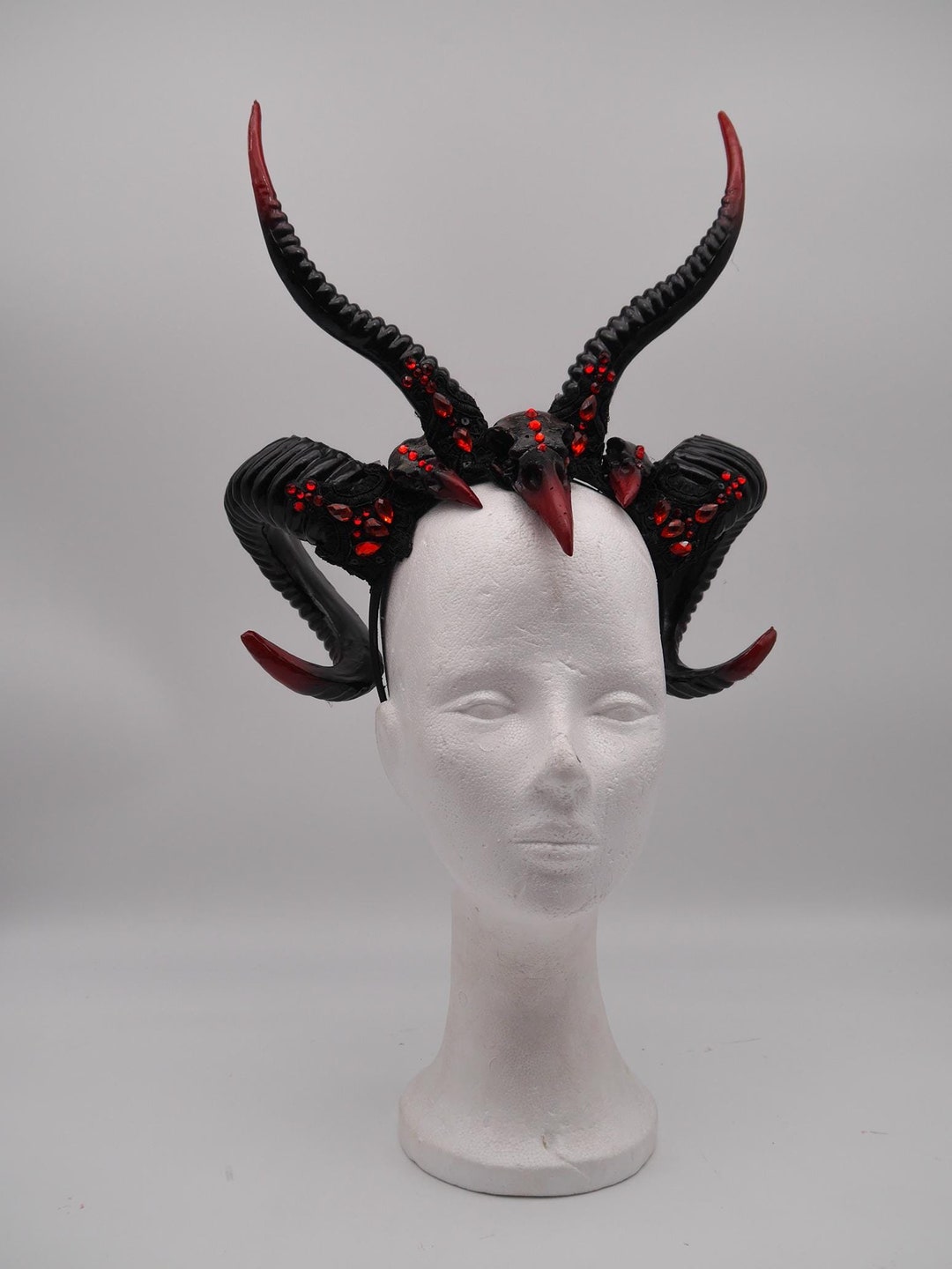 Bloody Raven Douple Horns ~ Gothic Horns ~ Fantasy ~ Headdress ~ Demon ...