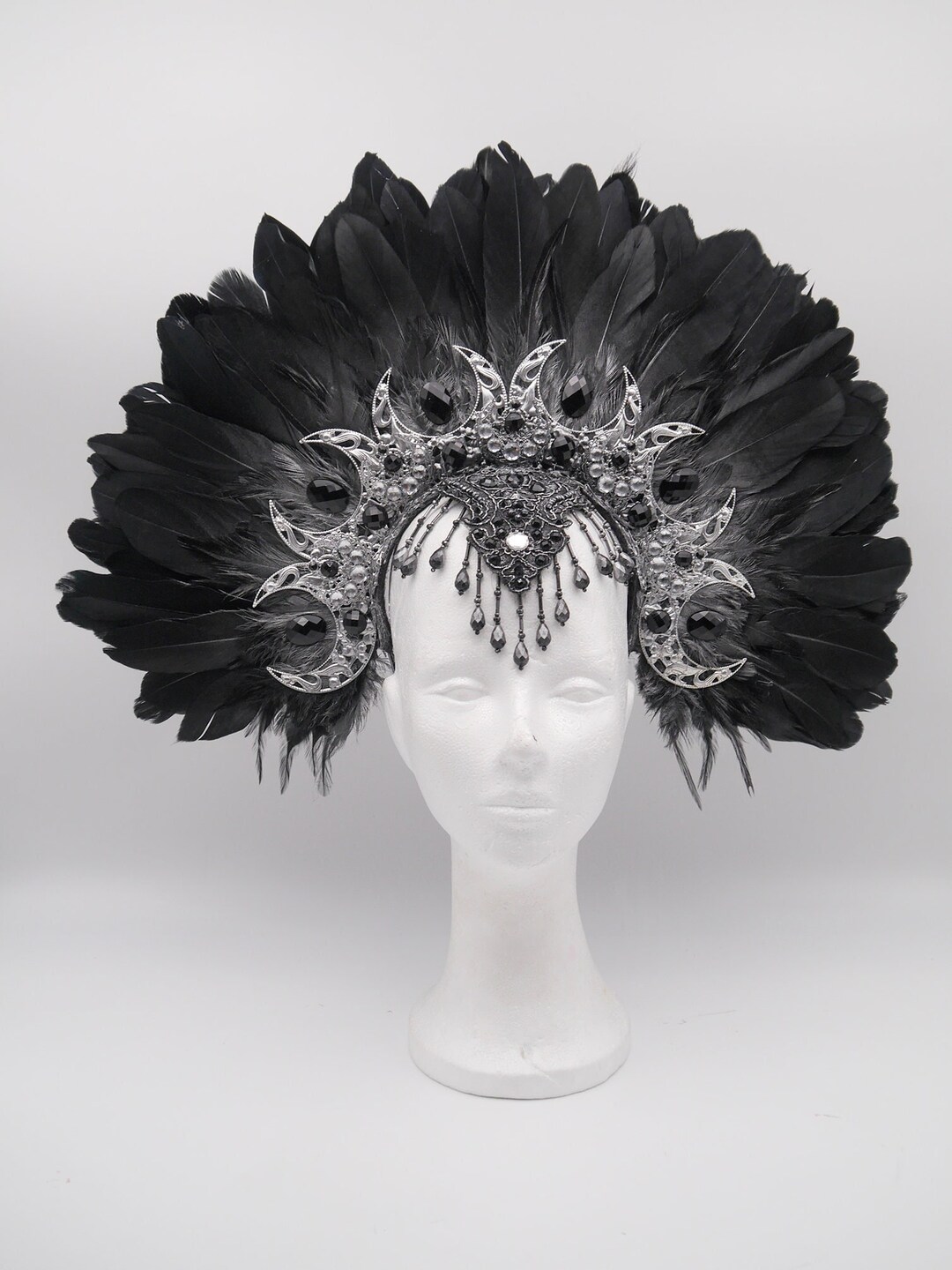 Dark Moonshine Halo ~ Gothic Headdress ~ Feathers ~ Royal ~ Metal ...