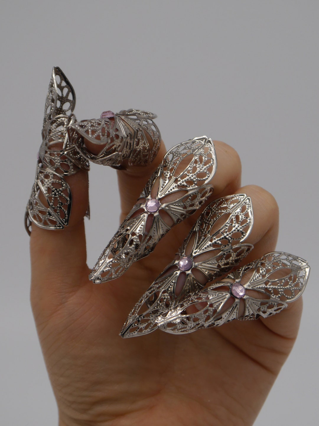 5pc Silver Nails Elf Fantasy Filigree Claws - Etsy