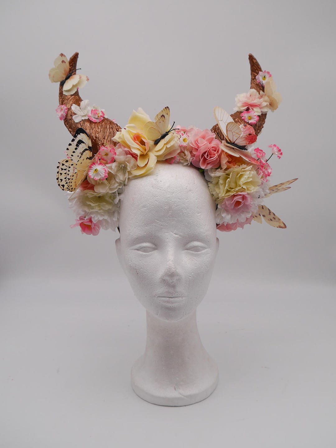 Spring Flower Faun Headdress ~ Rose Butterfly ~ Fantasy Horns ~ Elves ...