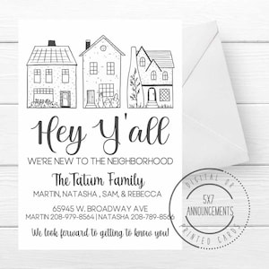 Personalized Meet Neighbors Card, Hey Y'all We're New to the ...