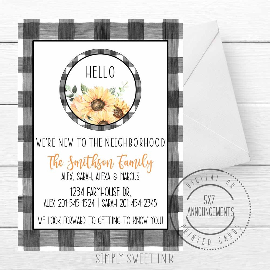 Hello Meet the Neighbors Card, Summer We're New to the Neighborhood ...