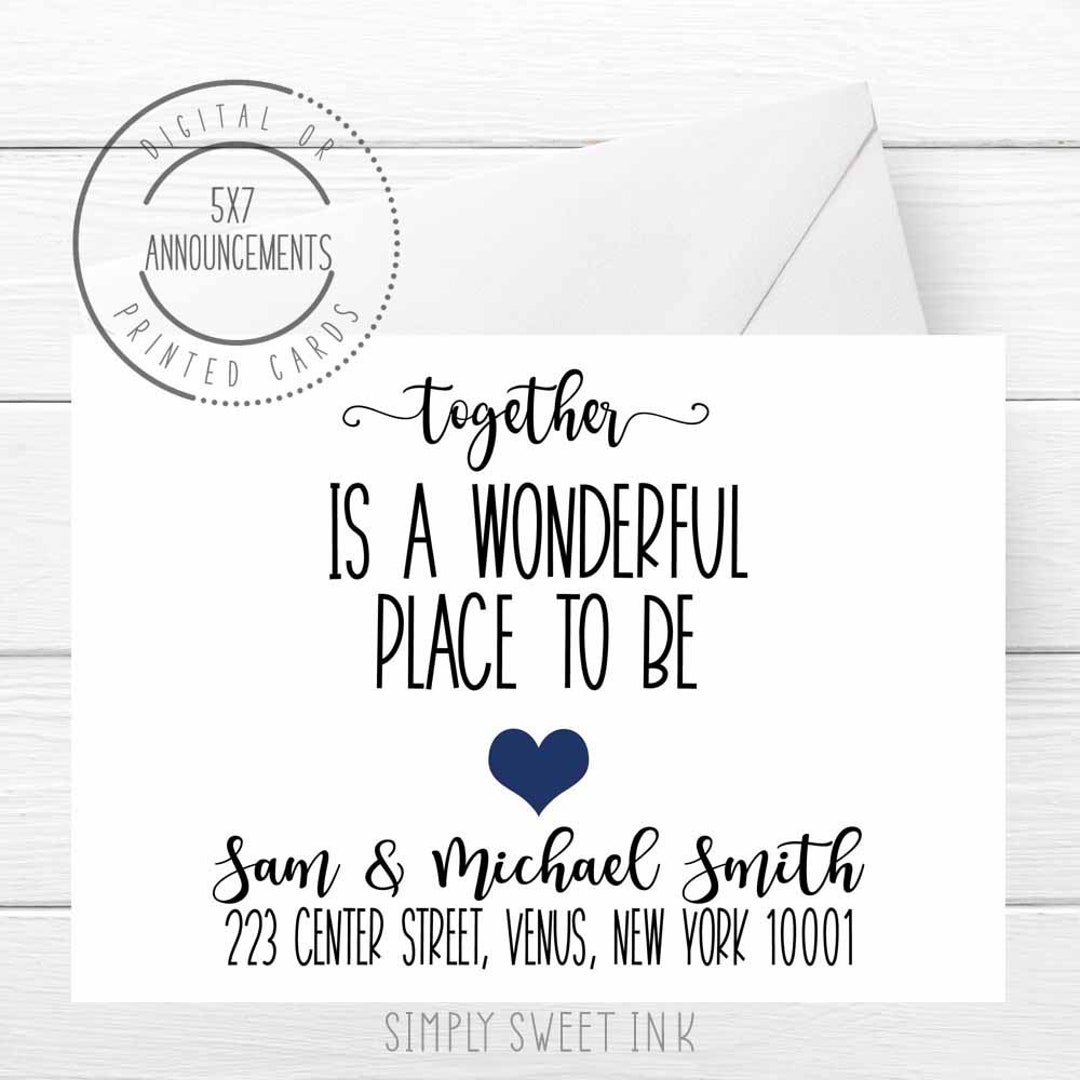 Moving in Together Announcement Cards, Couples Moving Card, New Address ...