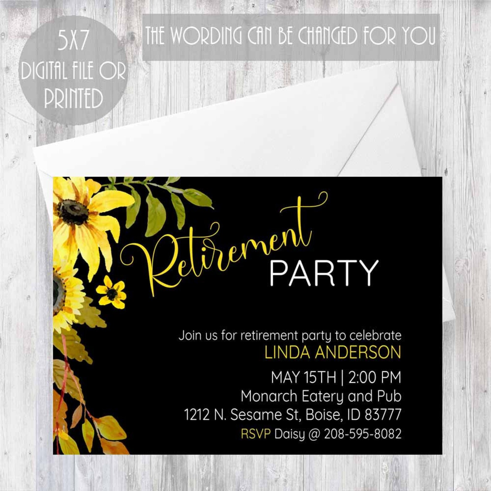 Chic sunflower retirement party invitation elegant sunflower | Etsy