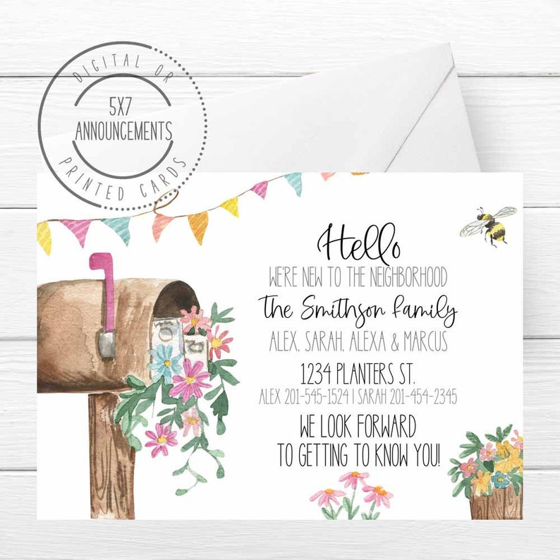 Floral New Neighbor Announcement Cards, Spring Welcome (digital or ...