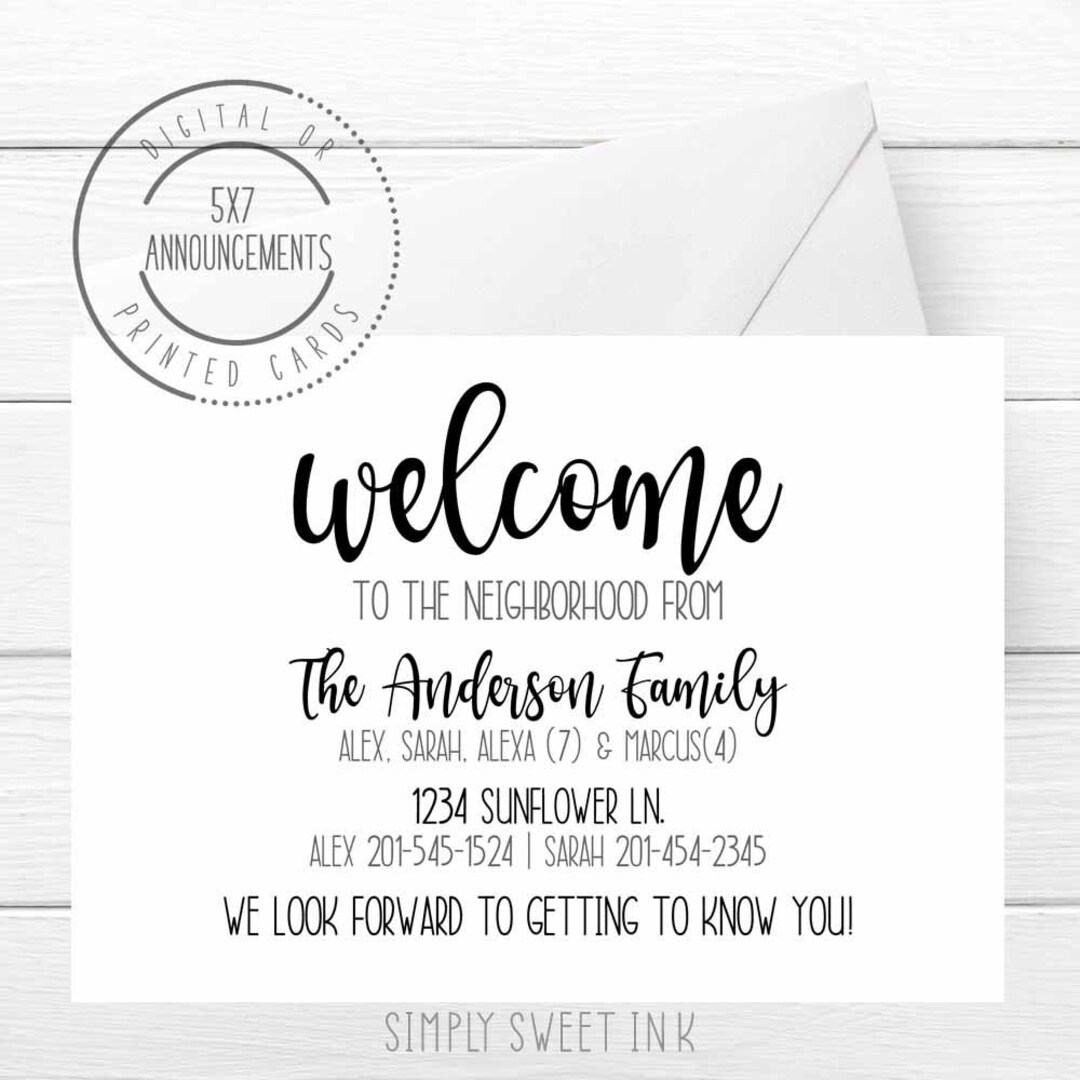 Modern Personalized Meet the Neighbors Card, Welcome to the ...