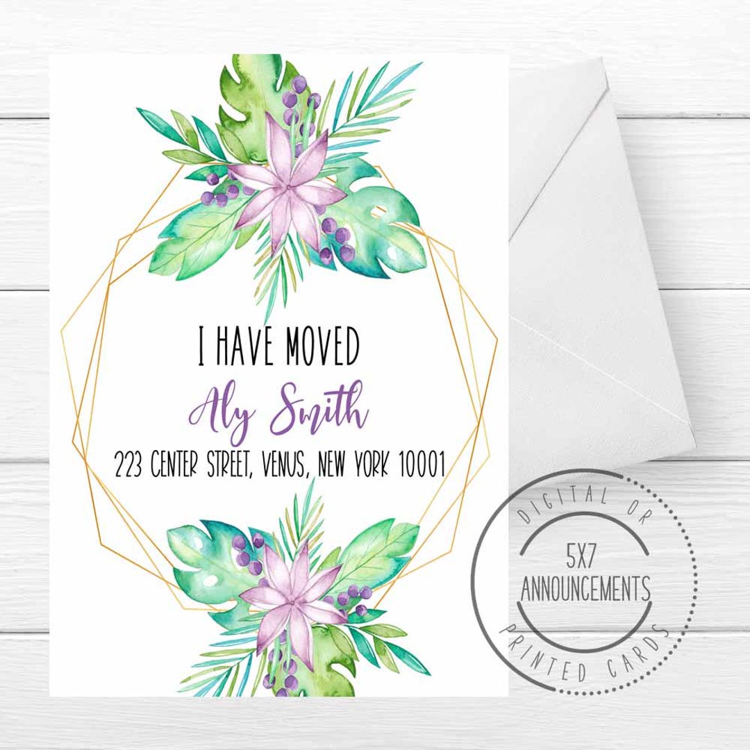 Pretty Floral Gold Frame I've Moved Card, Spring Flowers Moving ...