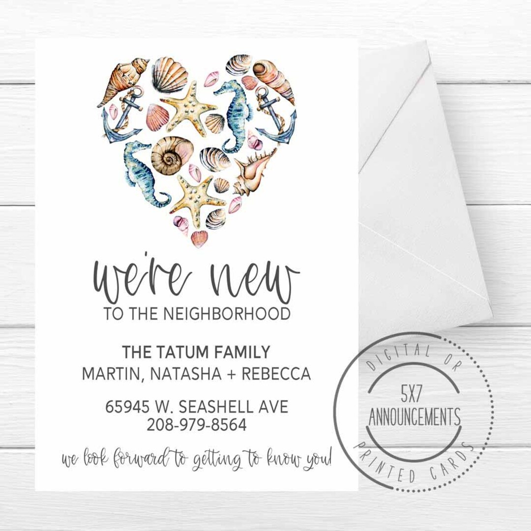 Beach Personalized Hello Neighbors Card, We're New to the Neighborhood ...