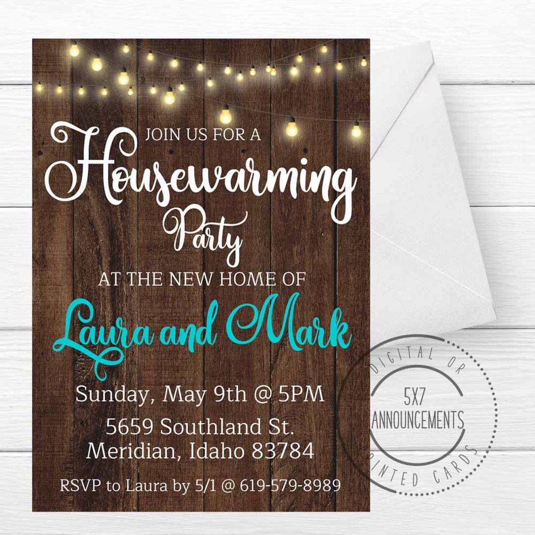 Housewarming Party Invitation, Wood Background Rustic Housewarming ...