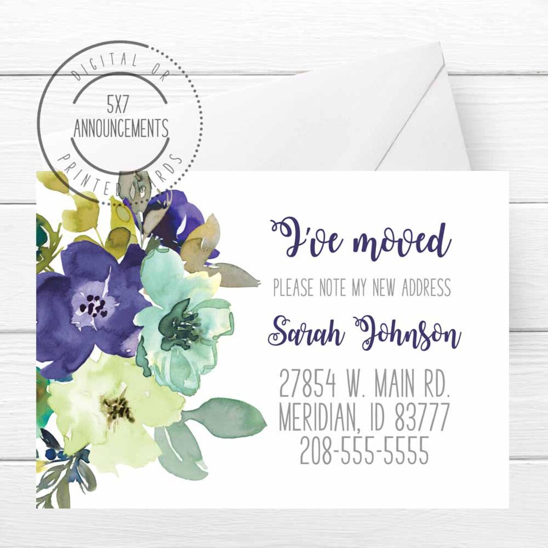 Flower Moving Announcements, Floral I've Moved Note, Handmade ...