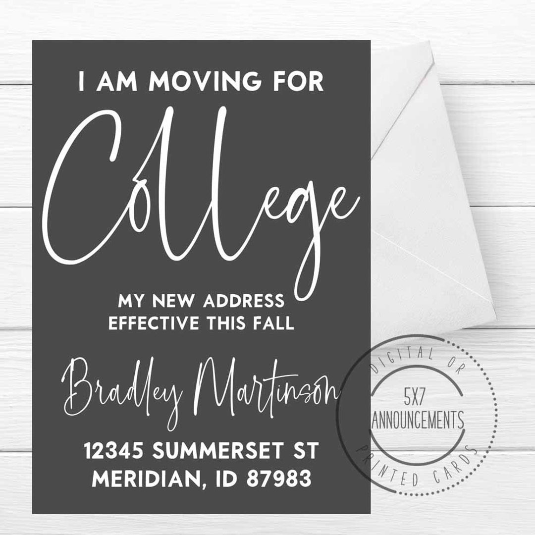 College I've Moved Address Change Card, Personalized Moving for College ...