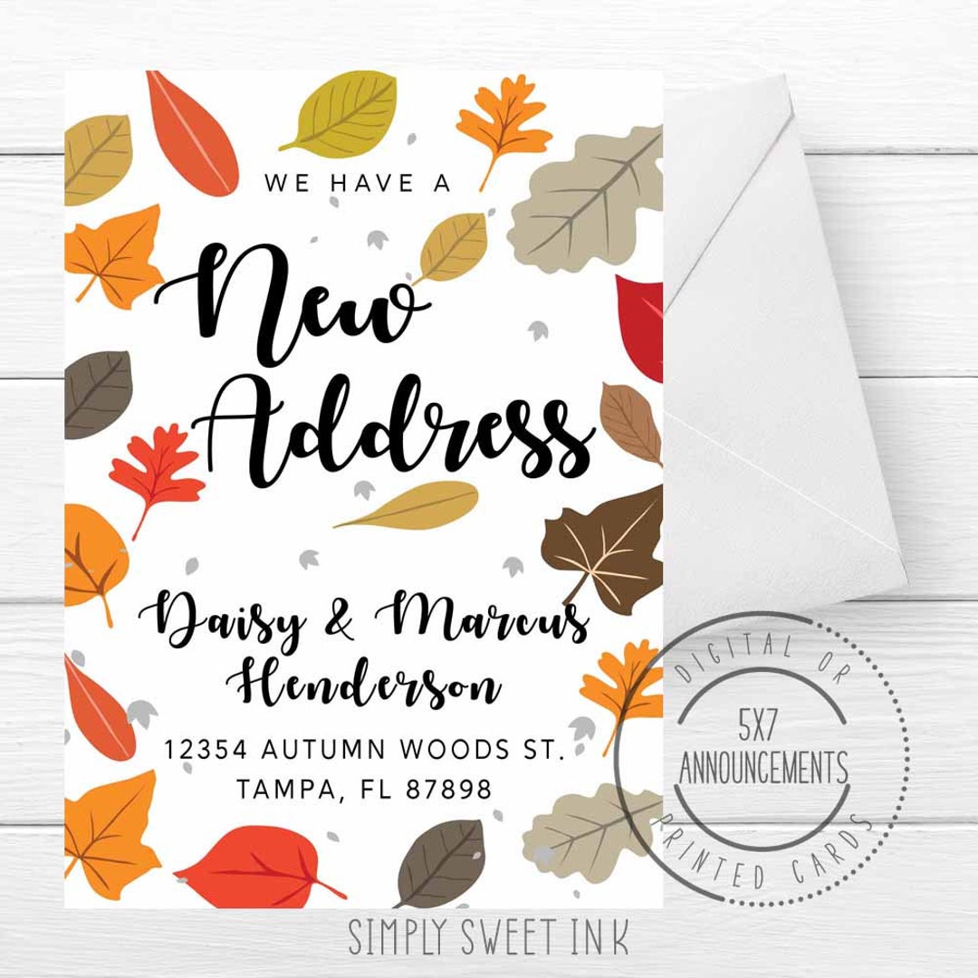 Fall Leaf Moving Card, Autumn Leaves We Moved Announcement Card ...