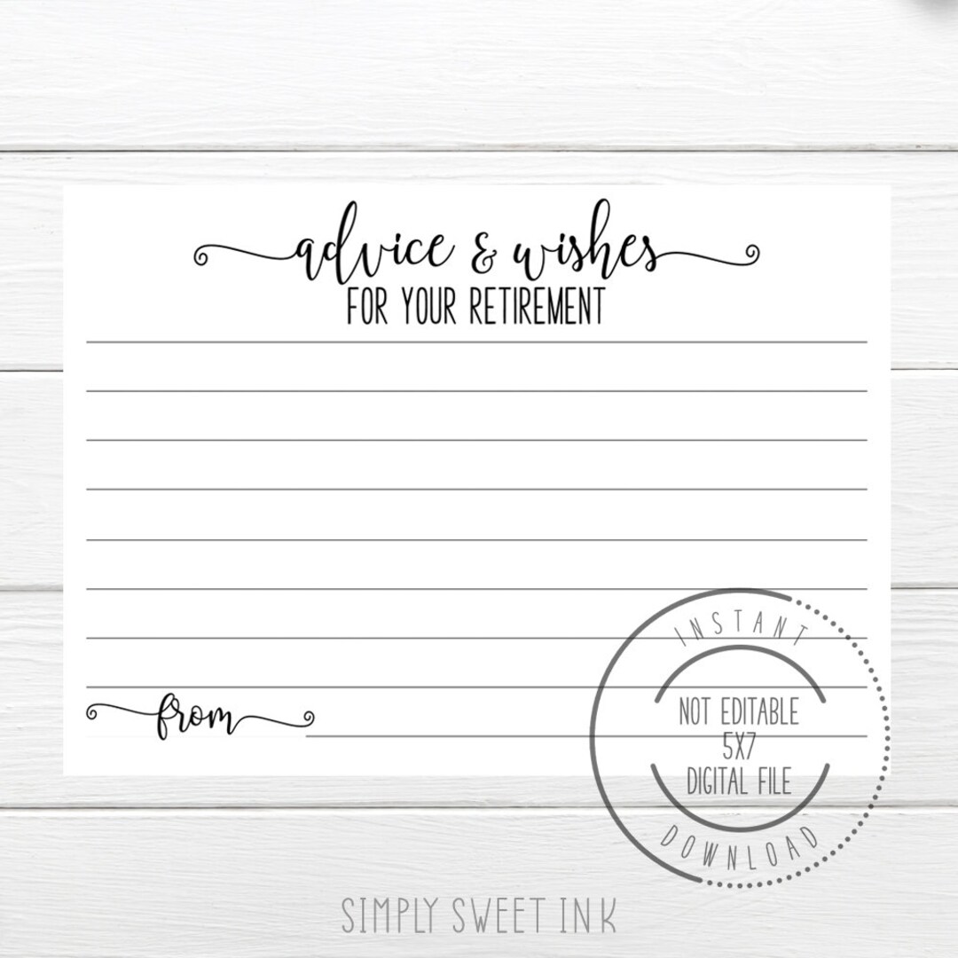 Retirement Advice and Wishes Card, Party Game (digital Download) - Etsy