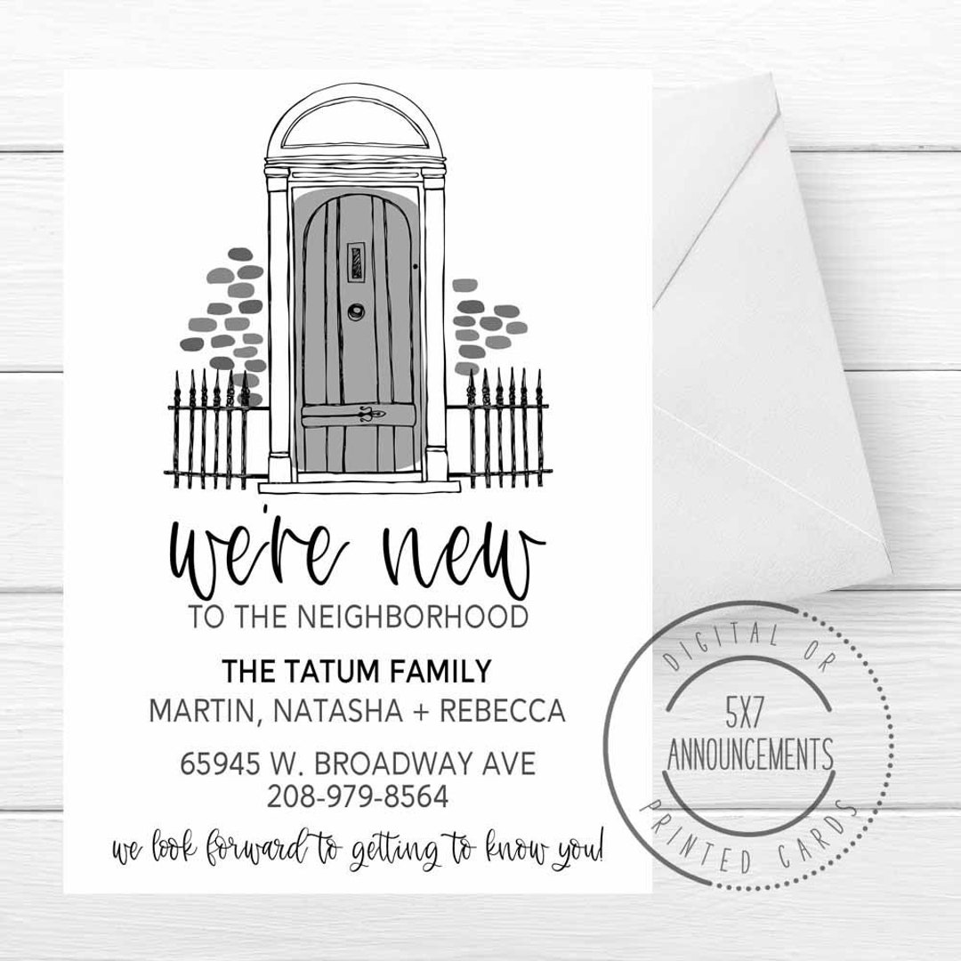 New Neighbor Introduction Card, We're New to the Neighborhood ...