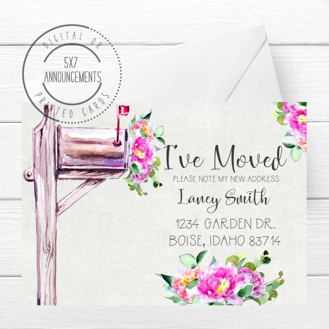 I've Moved Card With Pink Flowers, Spring Floral New Address ...