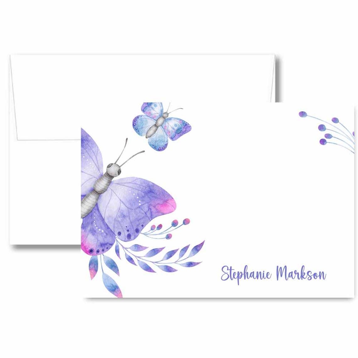 Personalized Butterfly Note Card Set, Watercolor Stationery, Handmade ...