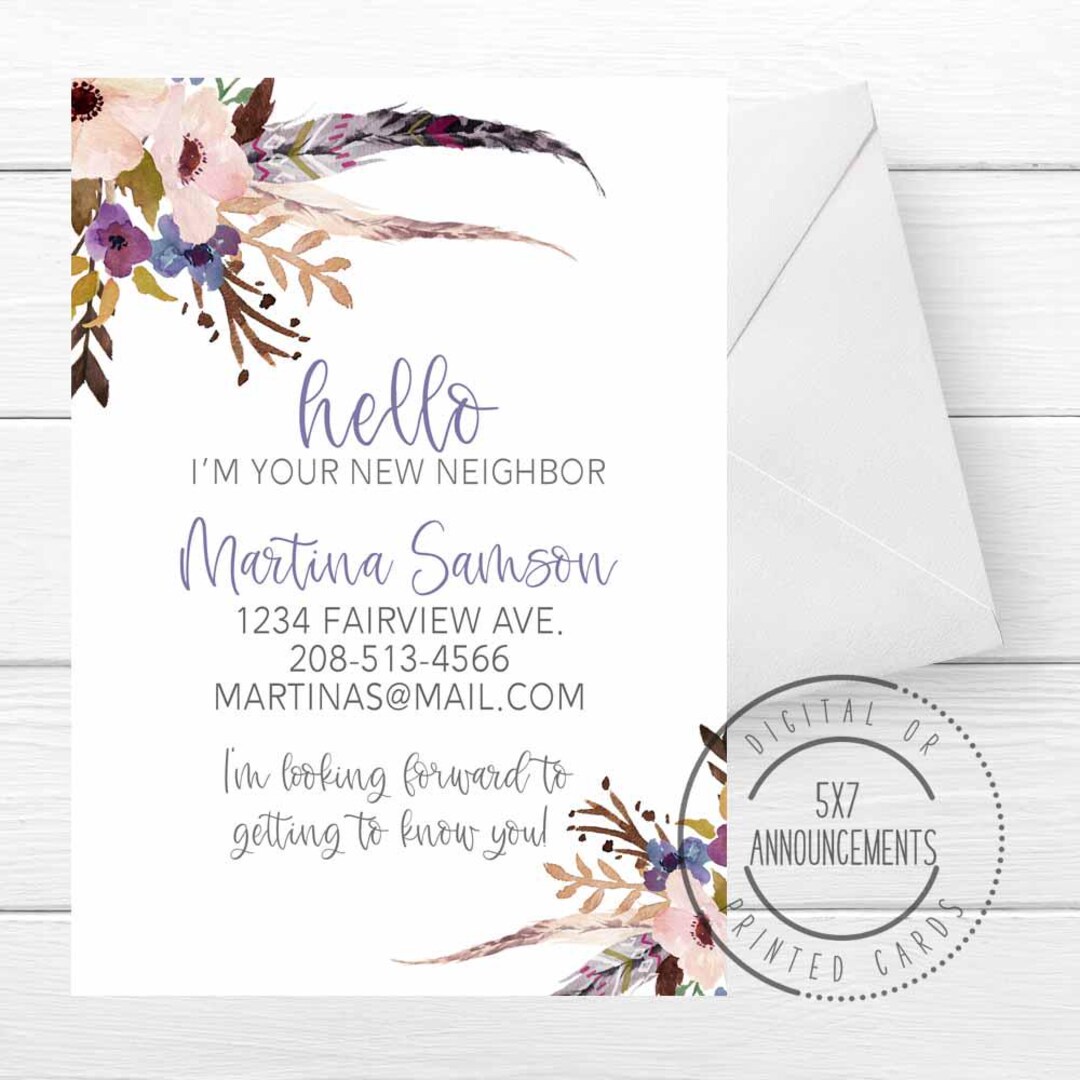 Pretty Floral I'm Your New Neighbor Card, Hello I'm New to the ...