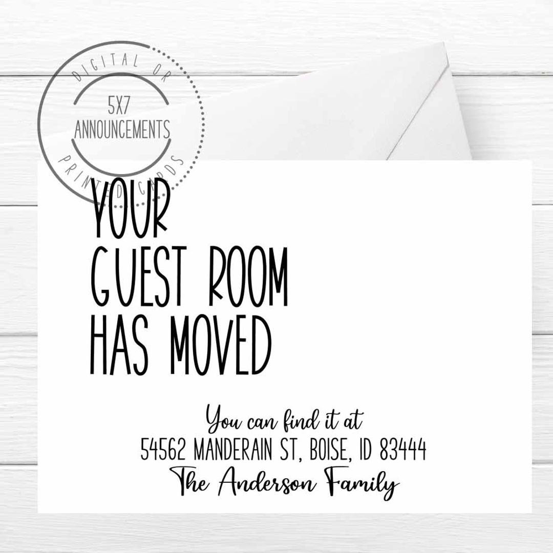 Your Guest Room Has Moved Moving Announcement, Funny We've Moved ...