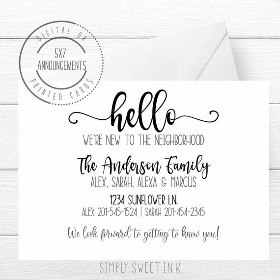 Simple Personalized Meet the Neighbors Card We're New to | Etsy